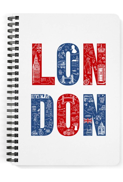 Hero Tasarım London Baskılı Ahşap Kapaklı Defter 15X20 cm DFT2233