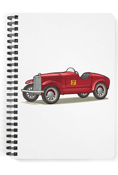Hero Tasarım Klasik Yarış Arabası Baskılı Ahşap Kapaklı Defter 15X20 cm DFT1994