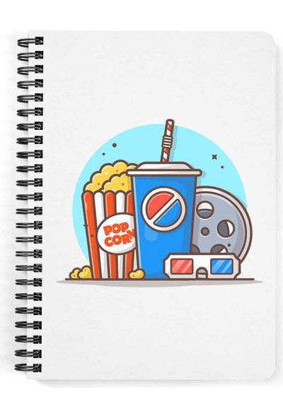 Hero Tasarım Popcorn Baskılı Ahşap Kapaklı Defter 15X20 cm DFT1084