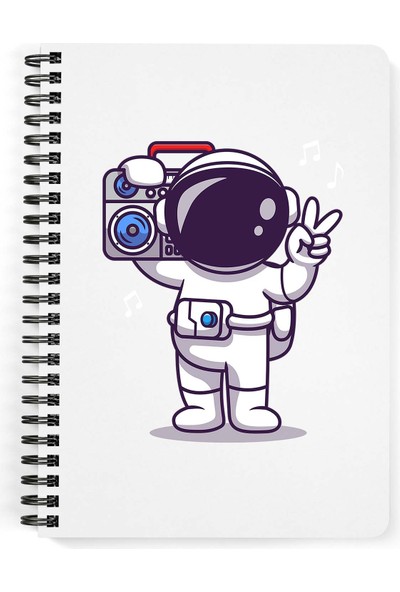 Hero Tasarım Space Music Baskılı Ahşap Kapaklı Defter 15X20 cm DFT1854
