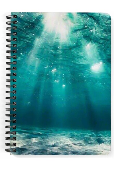 Hero Tasarım Deniz Baskılı Ahşap Kapaklı Defter 15X20 cm DFT3659