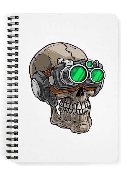 Hero Tasarım Kurukafa Baskılı Ahşap Kapaklı Defter 15X20 cm DFT1288