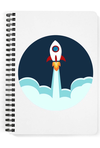 Hero Tasarım Uzaya Yolculuk Baskılı Ahşap Kapaklı Defter 15X20 cm DFT1986