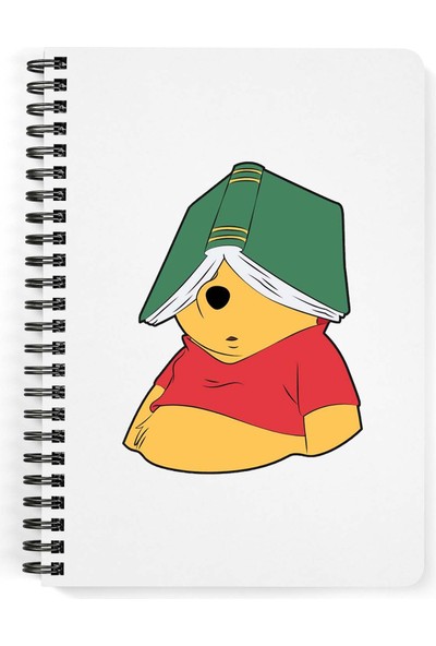 Hero Tasarım Ayı Winnie Baskılı Ahşap Kapaklı Defter 15X20 cm DFT5910
