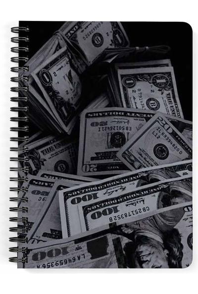 Hero Tasarım Dolar Baskılı Ahşap Kapaklı Defter 15X20 cm DFT3327