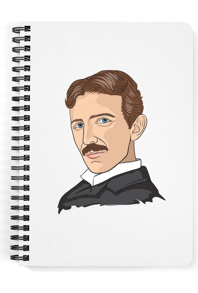 Hero Tasarım Nikola Tesla Baskılı Ahşap Kapaklı Defter 15X20 cm DFT994