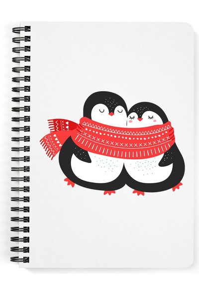 Hero Tasarım Iki Penguen Baskılı Ahşap Kapaklı Defter 15X20 cm DFT775