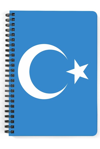 Hero Tasarım Doğu Türkistan Bayrağı Baskılı Ahşap Kapaklı Defter 15X20 cm DFT5501