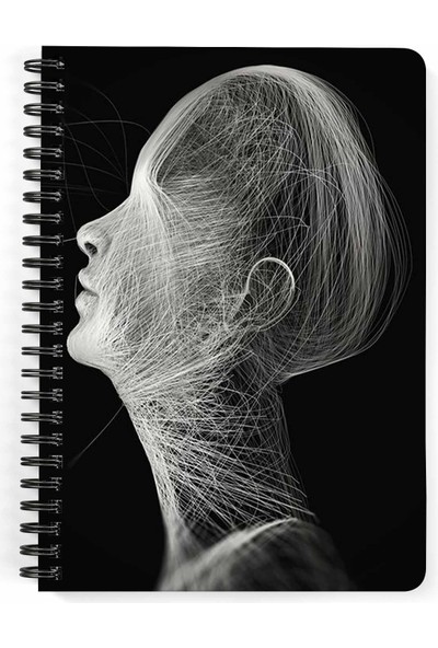 Hero Tasarım Soyut Insan Baskılı Ahşap Kapaklı Defter 15X20 cm DFT3070