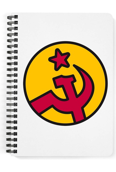 Hero Tasarım Orak Çekiç Baskılı Ahşap Kapaklı Defter 15X20 cm DFT931