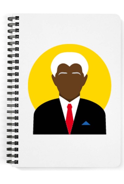 Hero Tasarım Nelson Mandela Baskılı Ahşap Kapaklı Defter 15X20 cm DFT942