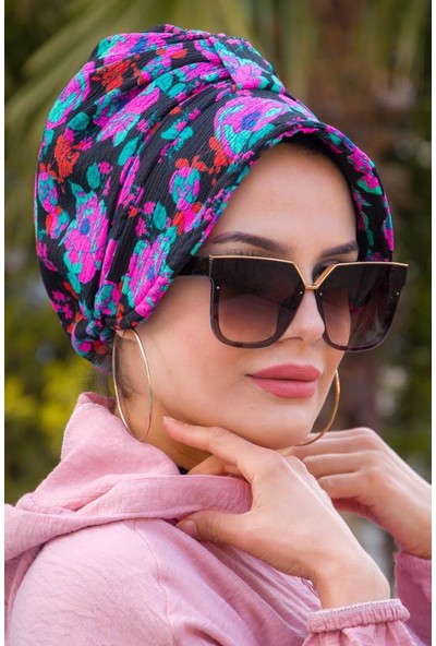 Aişe Tesettür Siyah Manolya Fularsız Şapka Bone