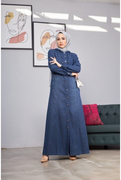 Neways Kapşonlu Kot Ferace Neways 6509