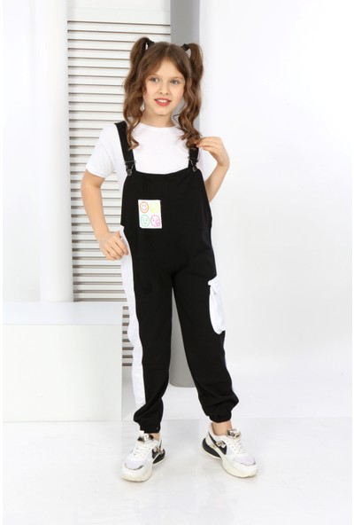 Harika Kids Kız Çocuk Basic Salopet-Tshirt Dahil 2'li Takım 2-10 Yaş