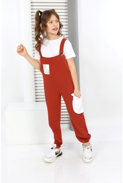 Harika Kids Kız Çocuk Basic Salopet-Tshirt Dahil 2'li Takım 2-10 Yaş