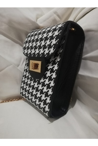 Rihen's World Siyah Beyaz Etnik Desenli Kutu Çanta