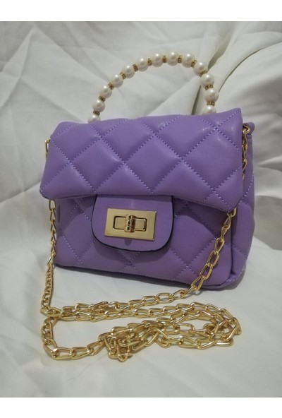 Rihen's World Lila Sapı Inci Detaylı Kadın Yeni Sezon Çanta