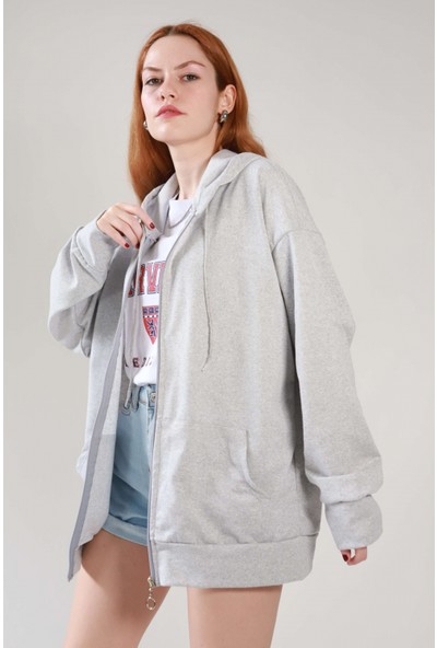 Nofilter Butik Gri Iki Iplik Basic Oversize Hırka