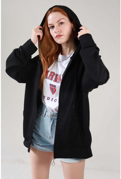 Nofilter Butik Siyah Iki Iplik Basic Oversize Hırka