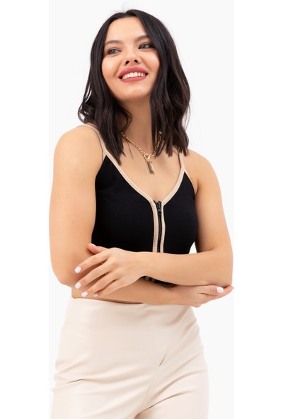 Özata Fermuarlı Crop Atlet