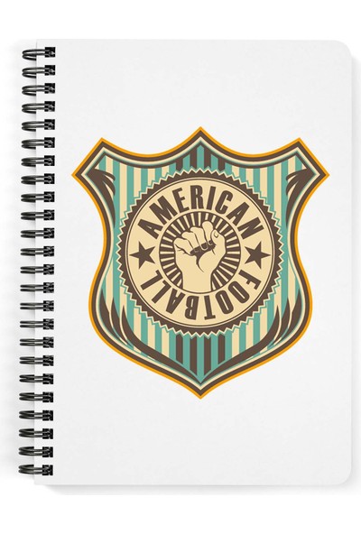 Hero Tasarım American Football Baskılı Ahşap Kapaklı Defter 15X20 cm DFT2096