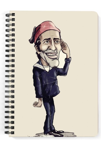 Hero Tasarım Kemal Sunal Baskılı Ahşap Kapaklı Defter 15X20 cm DFT4684