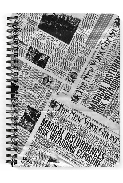 Hero Tasarım Gazete Sayfaları Baskılı Ahşap Kapaklı Defter 15X20 cm DFT3325