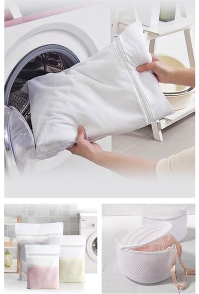 Lilibeaty 4’lü Fermuarlı Çamaşır Yıkama Seti (Sütyen Yıkama Filesi Dahil)