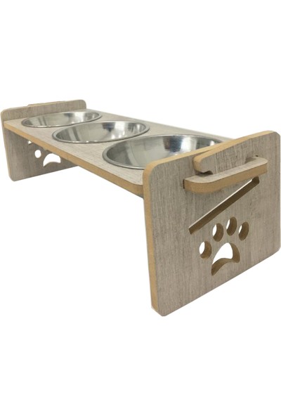 Petzanya Ahşap Ayarlanabilir Kedi Mama ve Su Kabı - 3 Lü Petzanya Ahşap Ayarlanabilir Kedi Mama ve Su Kabı - 3 Lü