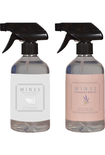 Minss 2'li Set Beyaz Sabun ve Lavanta Oda ve Çamaşır Parfümü 500 ml