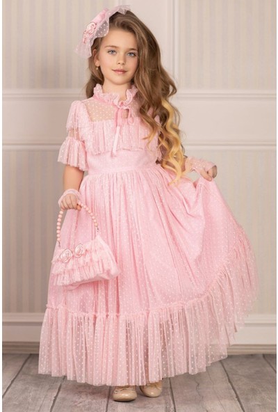 Riccotarz Kız Çocuk Noble Beaute Şapkalı Pembe Abiye Riccotarz Kız Çocuk Noble Beaute Şapkalı Pembe Abiye