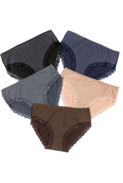 Nicoletta Mıxcolor Kadın Külot 5'li Paket Büyük Beden Düşük Bel Bato Pamuklu Likralı Nicoletta Mıxcolor Kadın Külot 5'li Paket Büyük Beden Düşük Bel Bato Pamuklu Likralı