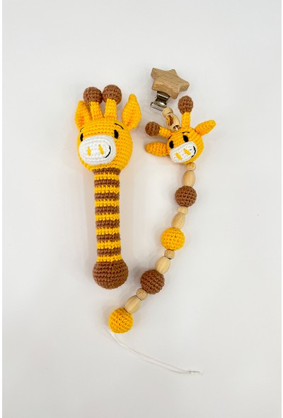 Misco Bebe Zürafa Çıngırak ve Emzik Askısı