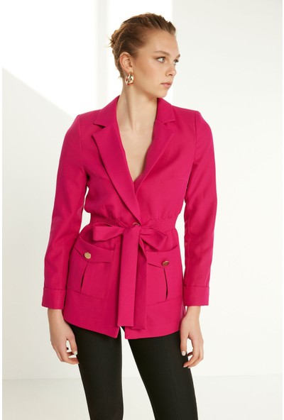 Vitrin Belden Büzgülü Bağlamalı Blazer Ceket