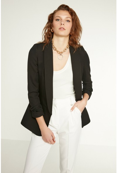 Vitrin Uzun Yaka Detaylı Kol Büzgülü Blazer Ceket