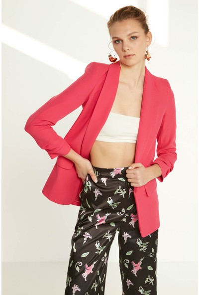 Vitrin Uzun Yaka Detaylı Kol Büzgülü Blazer Ceket