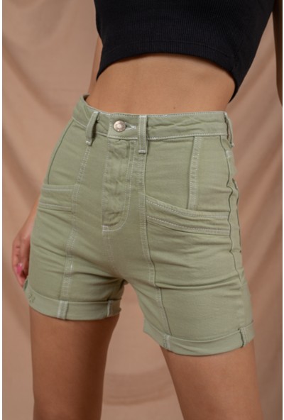 Nofilter Butik Mint Cep Detay Yüksek Bel Jean Şort Nofilter Butik Mint Cep Detay Yüksek Bel Jean Şort