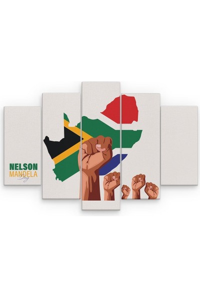 Hero Tasarım Nelson Mandela 5 Parça Mdf TABLOTGTB961