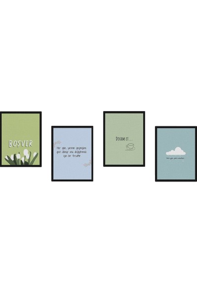 Hero Tasarım Motivasyon 4 Parça Mdf TABLOSLA188