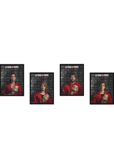 Hero Tasarım La Casa De Papel 4 Parça Mdf TABLOSLA275