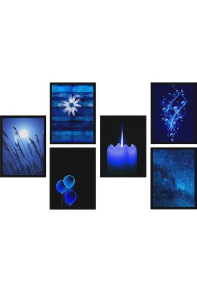 Hero Tasarım Mavi 6 Parça Mdf TABLOGMZ312