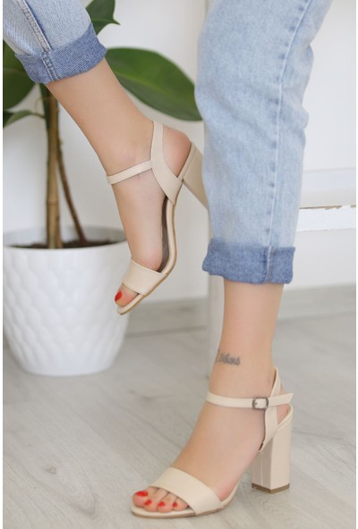 Bsn Butik 9 cm Topuklu Ayakkabı Krem - 8742.264.