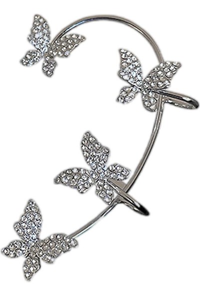 Lanfan Kelebek Desenli Küpe - Gümüş (Yurt Dışından)