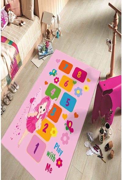 Sürmeli Risse Dijital Baskılı Kaymaz Taban Yıkanabilir Seksek Peri Kızlı Çocuk Halısı Sürmeli Risse Dijital Baskılı Kaymaz Taban Yıkanabilir Seksek Peri Kızlı Çocuk Halısı