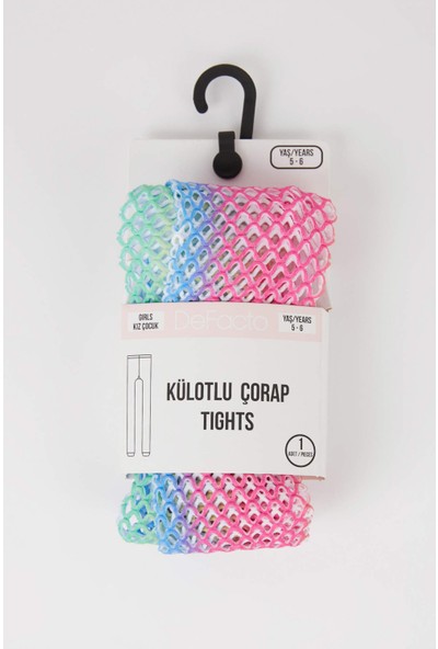 DeFacto Kız Çocuk 23 Nisan Pamuklu Renkli File Külotlu Çorap X6480A6NS