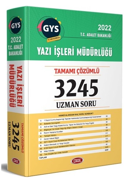 Data Yayınları 2022 T.C. Adalet Bakanlığı Yazı Işleri Müdürlüğü GYS Tamamı Çözümlü 3245 Uzman Soru Bankası Data Yayınları 2022 T.C. Adalet Bakanlığı Yazı Işleri Müdürlüğü GYS Tamamı Çözümlü 3245 Uzman Soru Bankası