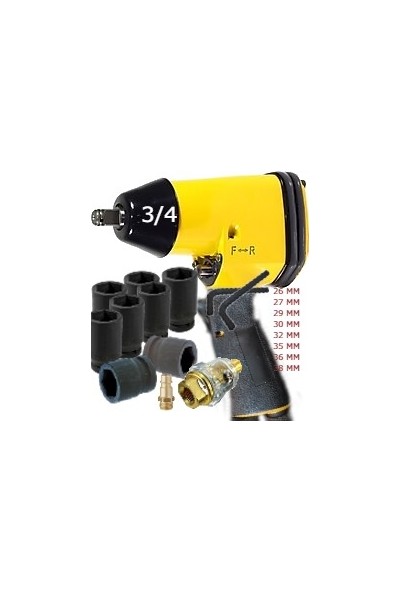 Kl 3/4 12 Prç Havalı Somun Sıkma Seti Kl 3/4 12 Prç Havalı Somun Sıkma Seti