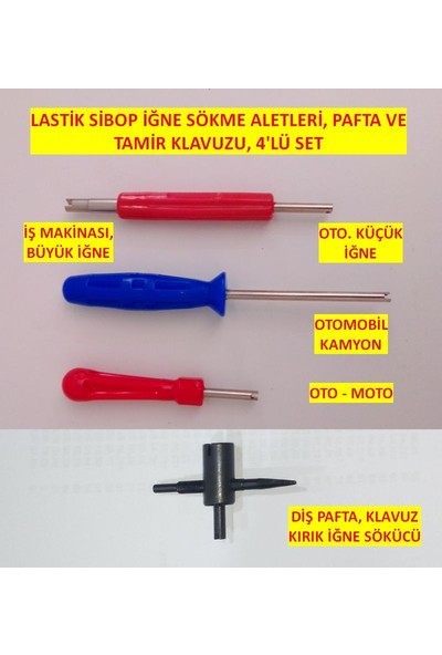 Bsr Lastik Sibop Iğne Sökücü ve Tamir Seti 4 Parça Bsr Lastik Sibop Iğne Sökücü ve Tamir Seti 4 Parça