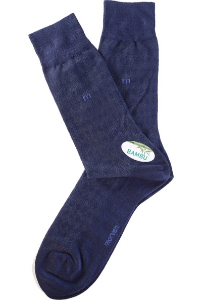 Morven Erkek Lacivert Bambu Pier Desenli Uzun Çorap