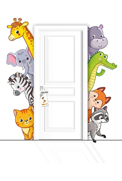 Sticker Sepetim Çocuk Odası Kapı Kenarı Dolap Duvar Sticker Sevimli Safari Hayvanlar Sticker Sepetim Çocuk Odası Kapı Kenarı Dolap Duvar Sticker Sevimli Safari Hayvanlar